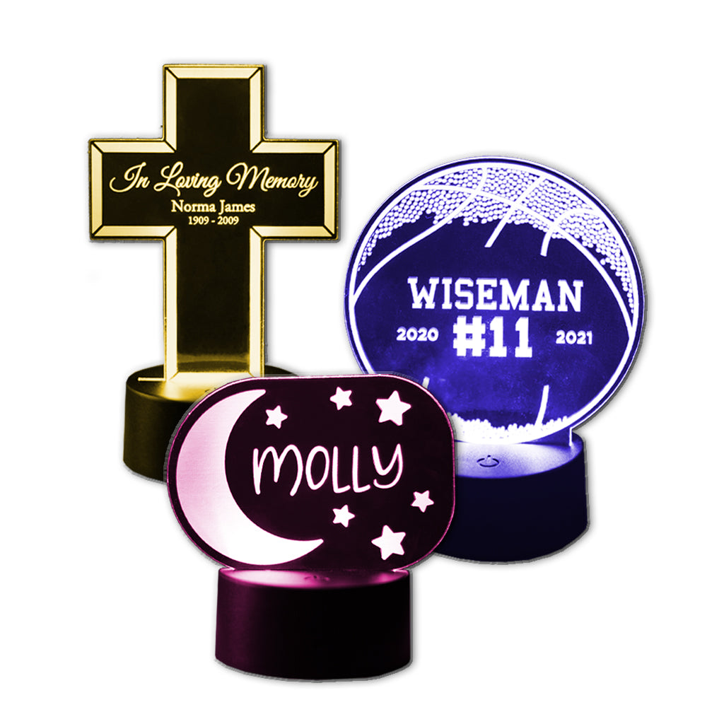 Personalized Acrylic Light-Up Stands – Local Legends Designs